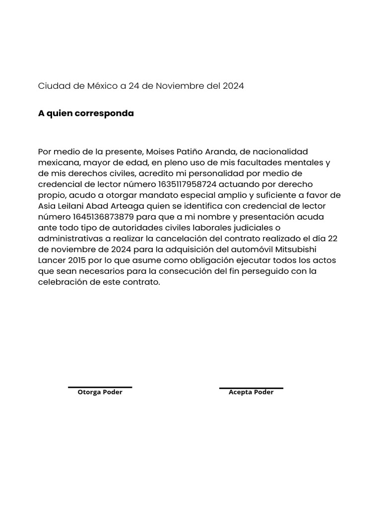 Documento A4 Carta Formal Blanco y Gris PDF | PDF