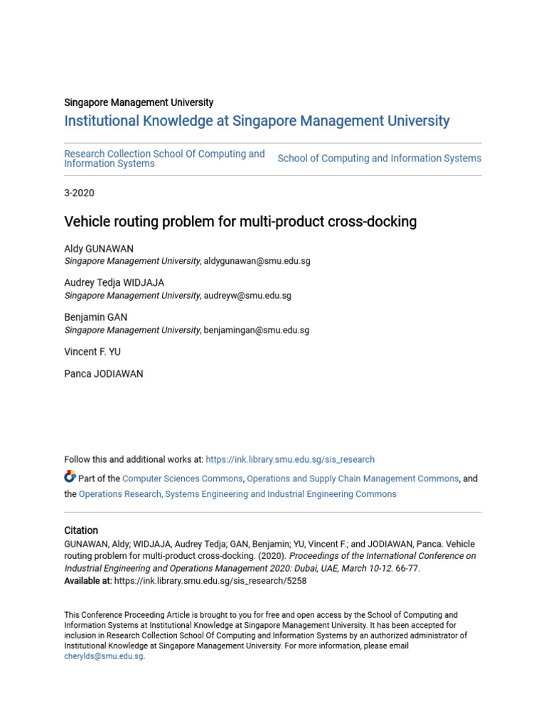 Vehicle Routing Problem For Multi Product Cross Docking Pdf Supply