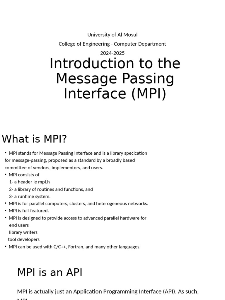 Message Passing Interface Mpi Pdf Message Passing Interface 6919