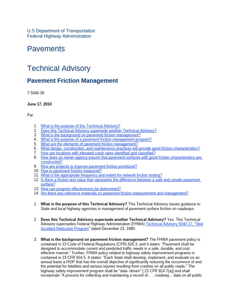 Pavement Friction Management T5040 38 | PDF | Road Surface | Friction