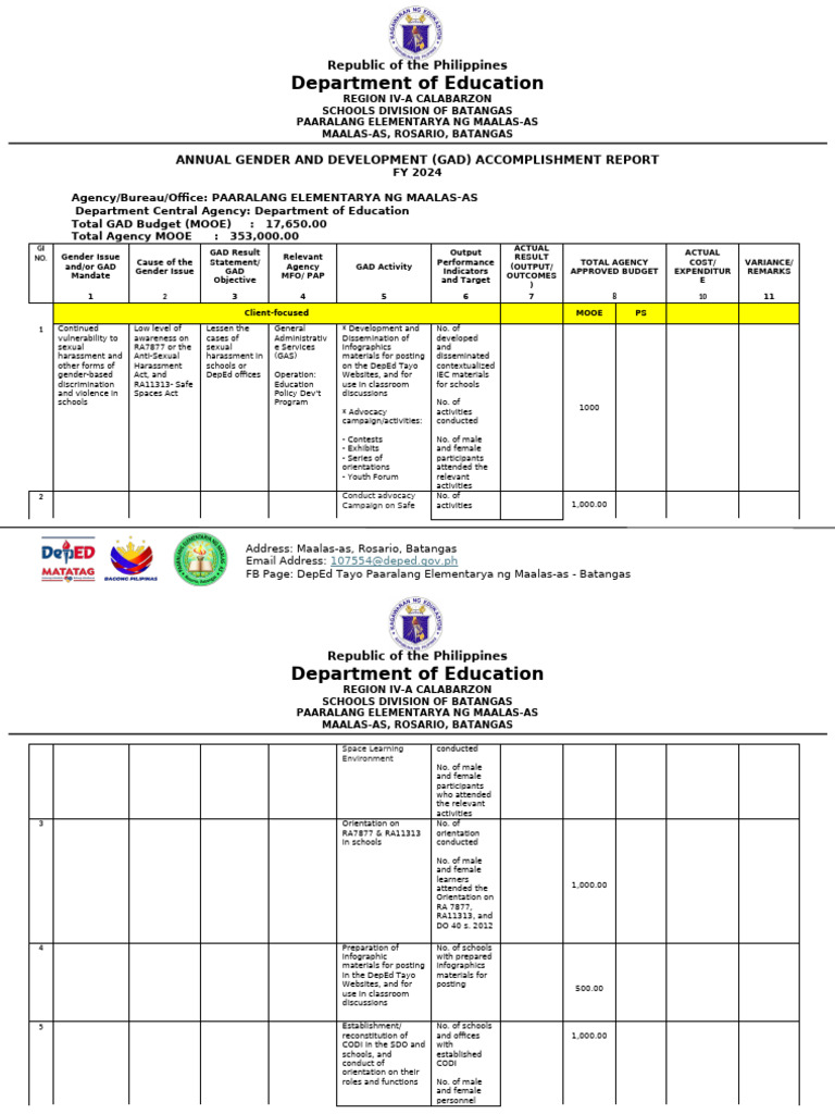 GAD AR 2024 | PDF | Gender | Gender Studies
