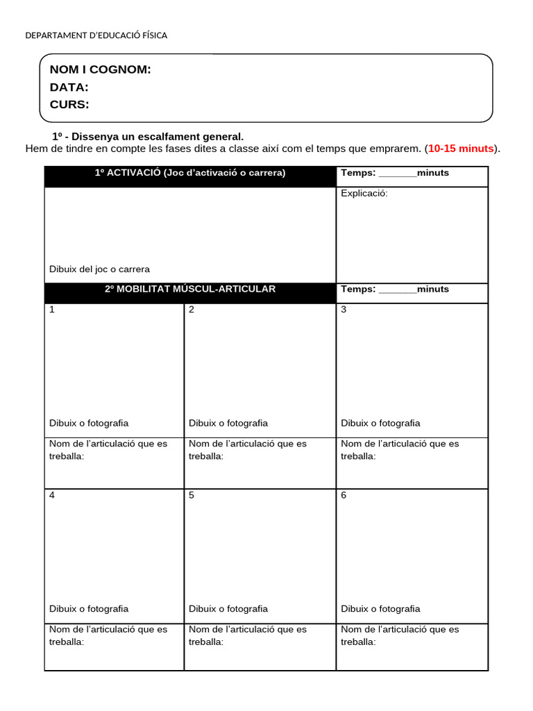 Tasca Escalfament | PDF