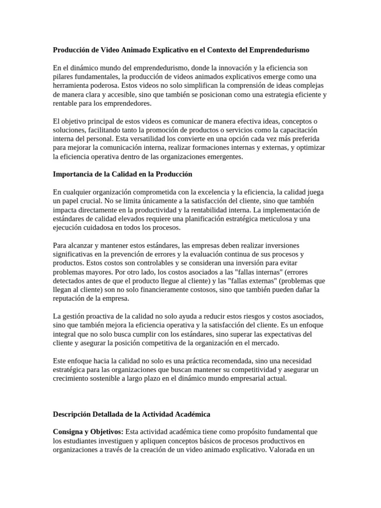 Producción de Video Animado Explicativo en El Contexto Del ...