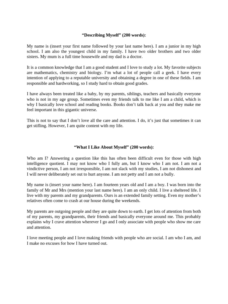 Teen Self-Reflection Essays | PDF