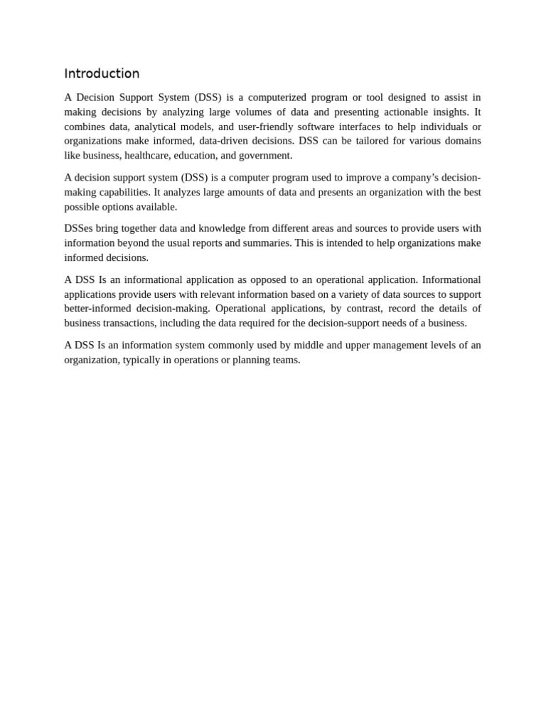 Decision Support System | PDF | Decision Support System | Data Analysis