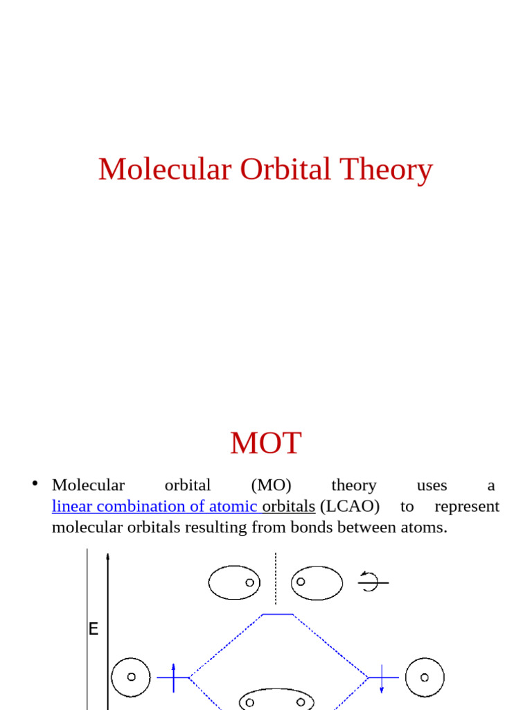 Moleculer Orbital Theory | PDF | Molecular Orbital | Chemical Bond