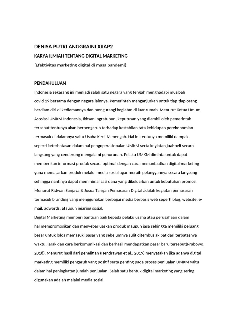 Karya Ilmiah DENISA PUTRI ANGGRAINI XIIAP2 | PDF