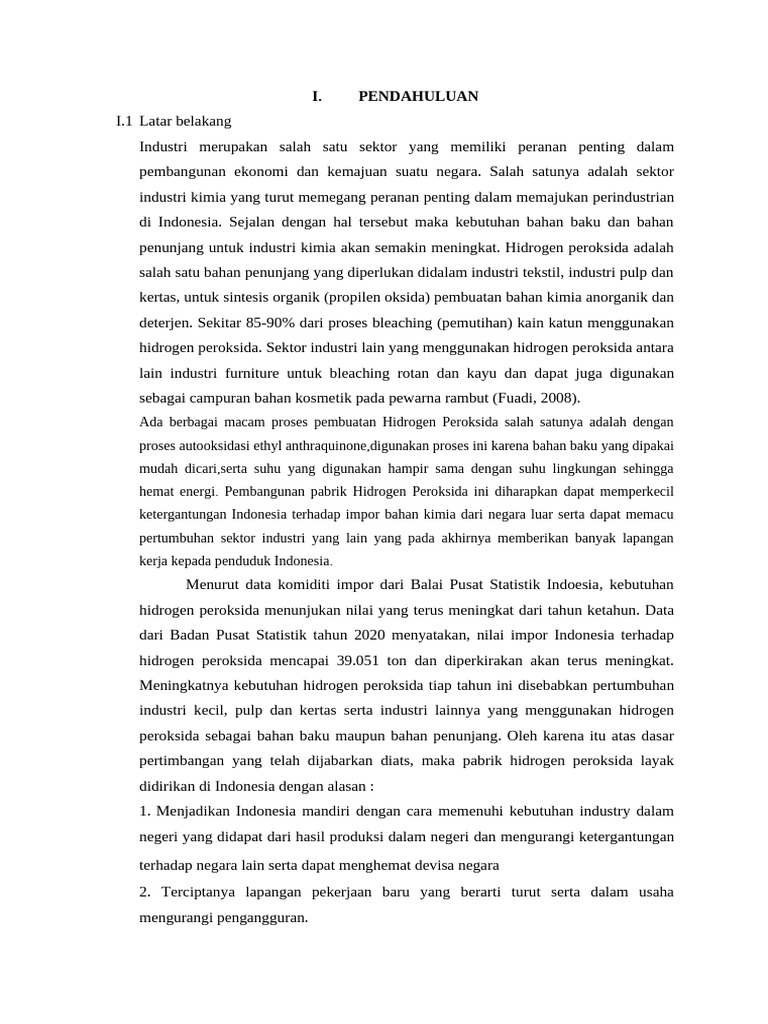 Proses Pembuatan Hidrogen Peroksida di Indonesia | PDF