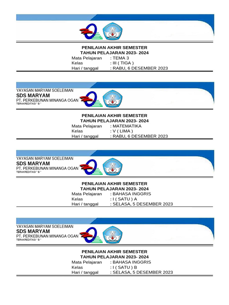 Cover Sampul Soal | PDF