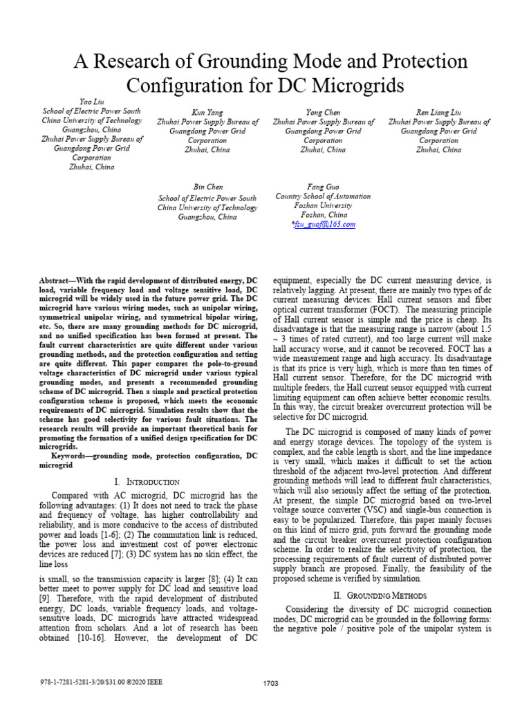 A Research of Grounding Mode and Protection Configuration For DC ...