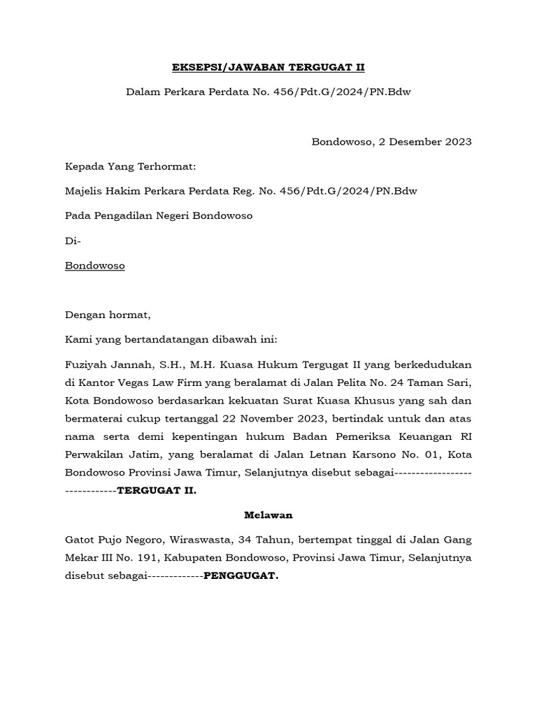 EKSEPSI TERGUGAT II IMCC | PDF
