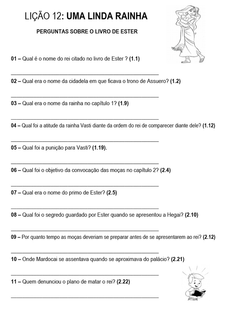 Atividades sobre a Rainha Ester | PDF