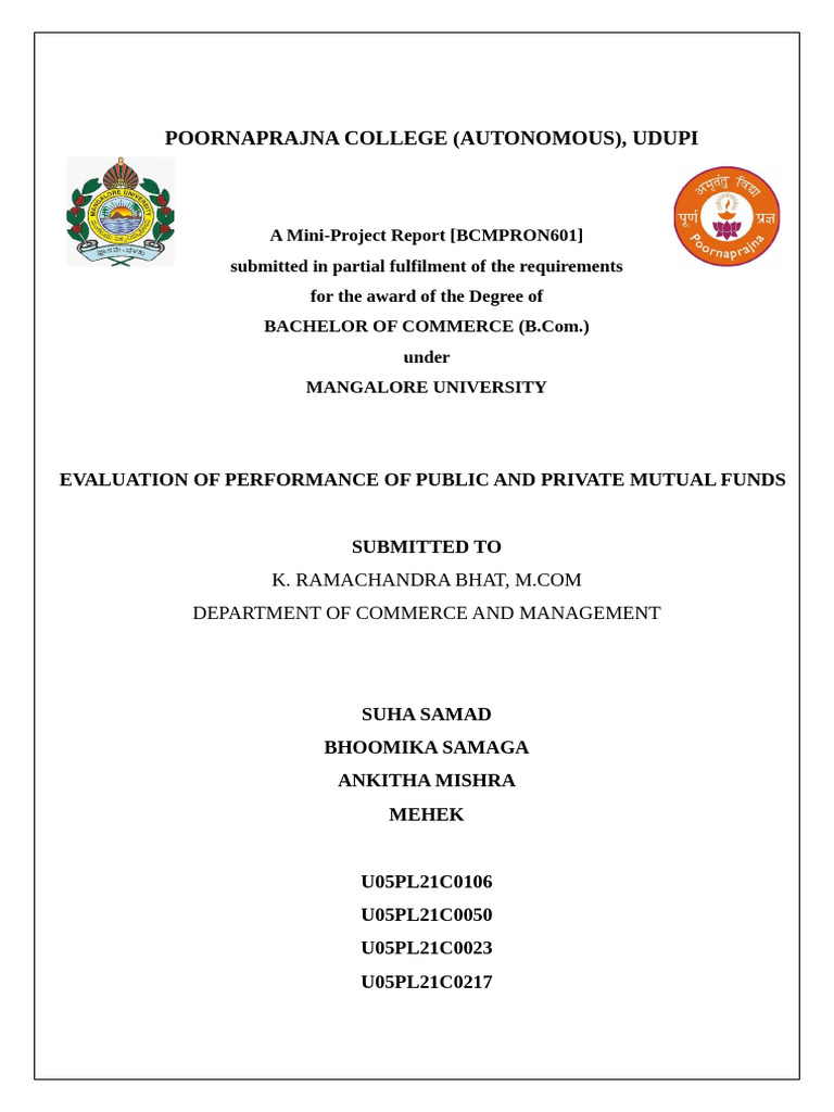 Final Copy of Project Print | PDF | Investment Fund | Investing