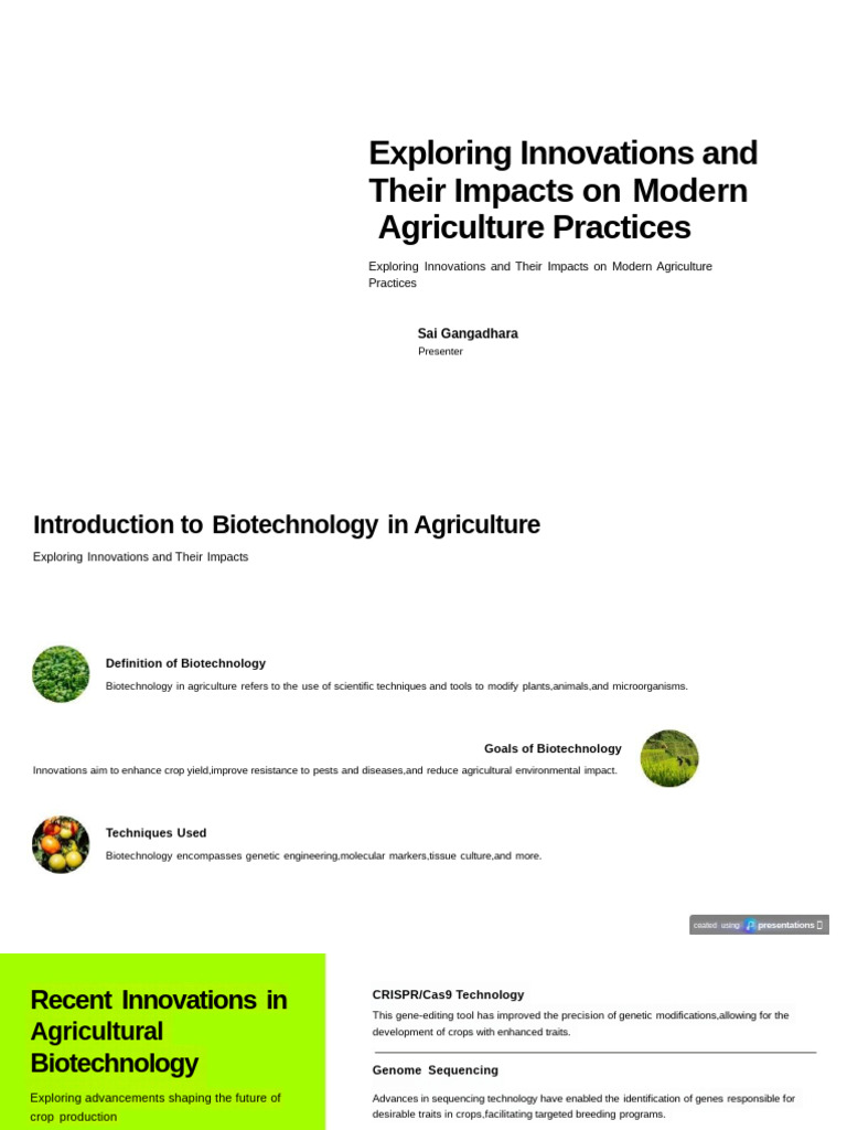 Biotechnology in Agriculture Presentation Outline | PDF | Biotechnology ...
