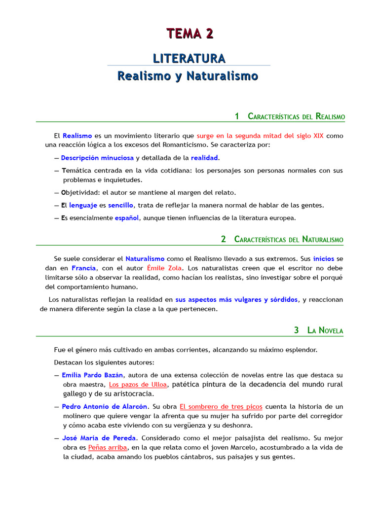 Realismo y Naturalismo en la Literatura | PDF | Realismo literario