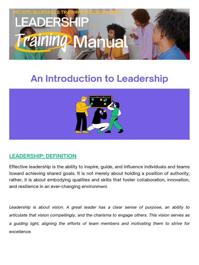 Blueskill Training Manual on Leadership | PDF | Leadership ...