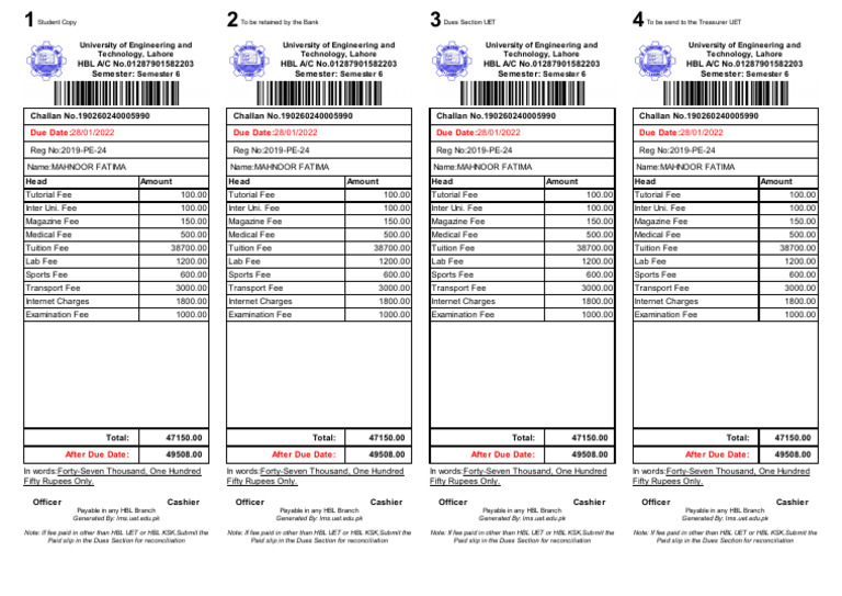 Obe Dues Fee Structure - Report Student Challan View | PDF | Service Industries | Services ...