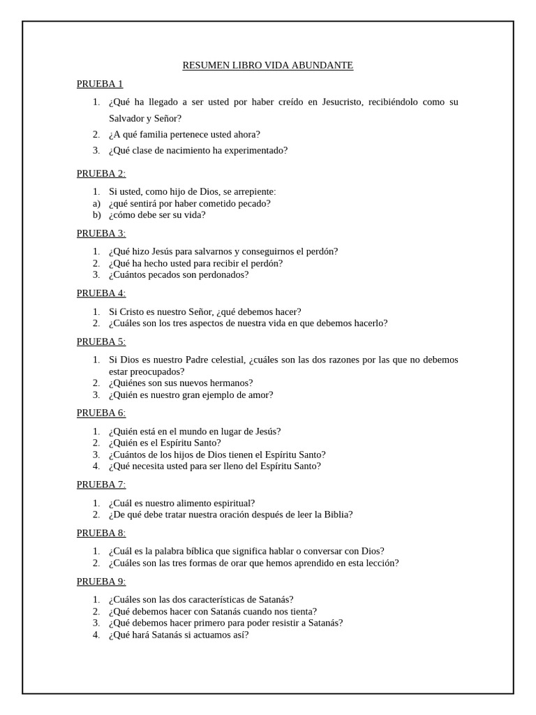 Resumen Vida Abundante | PDF | Pecado | espíritu Santo