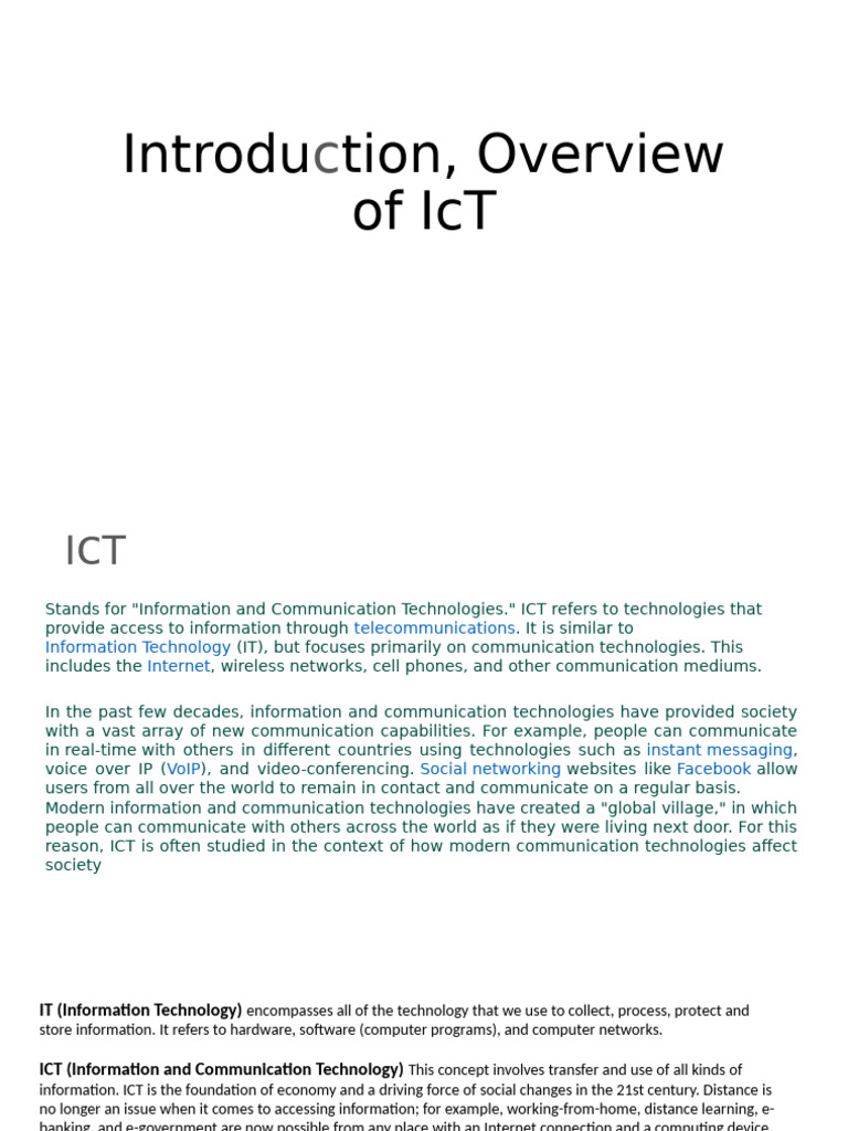 Lec 1 Introduction Overview of Ict | PDF