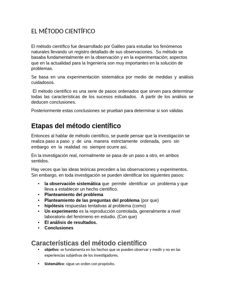 La Observación en el Método Científico | PDF | Observación | Método ...