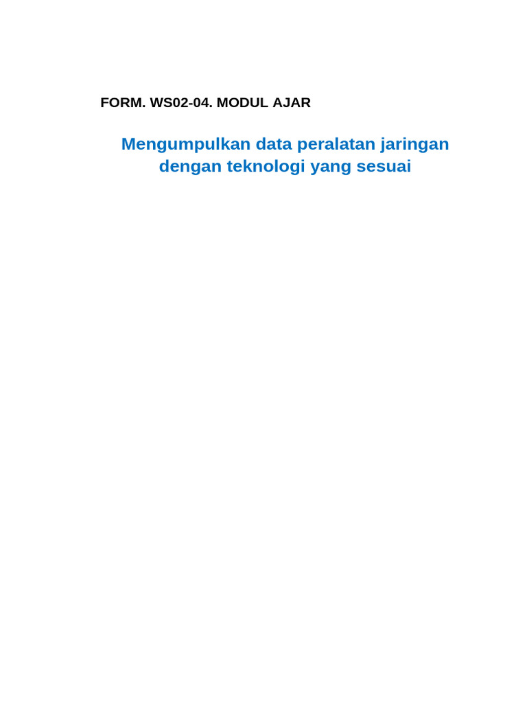 Form. WS02-04. Modul Ajar (TEFA 05.01) - UK 1 | PDF