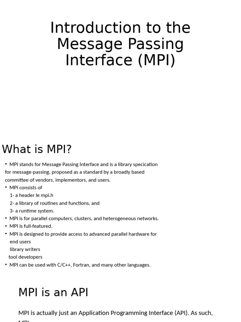 Introduction To The Message Passing Interface Mpi Pdf Message Passing Interface Computer 7119