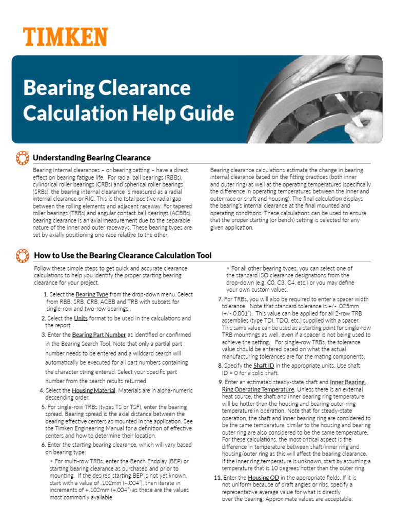 Bearing Clearance Calculation Guide | PDF | Engineering Tolerance ...
