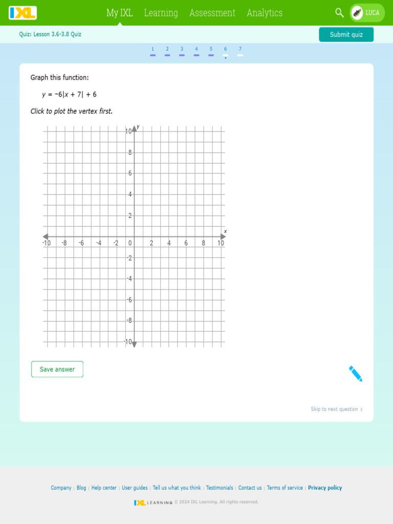 IXL Quiz Lesson 3.6-3.8 Quiz | PDF | Graph Theory | Mathematical Relations