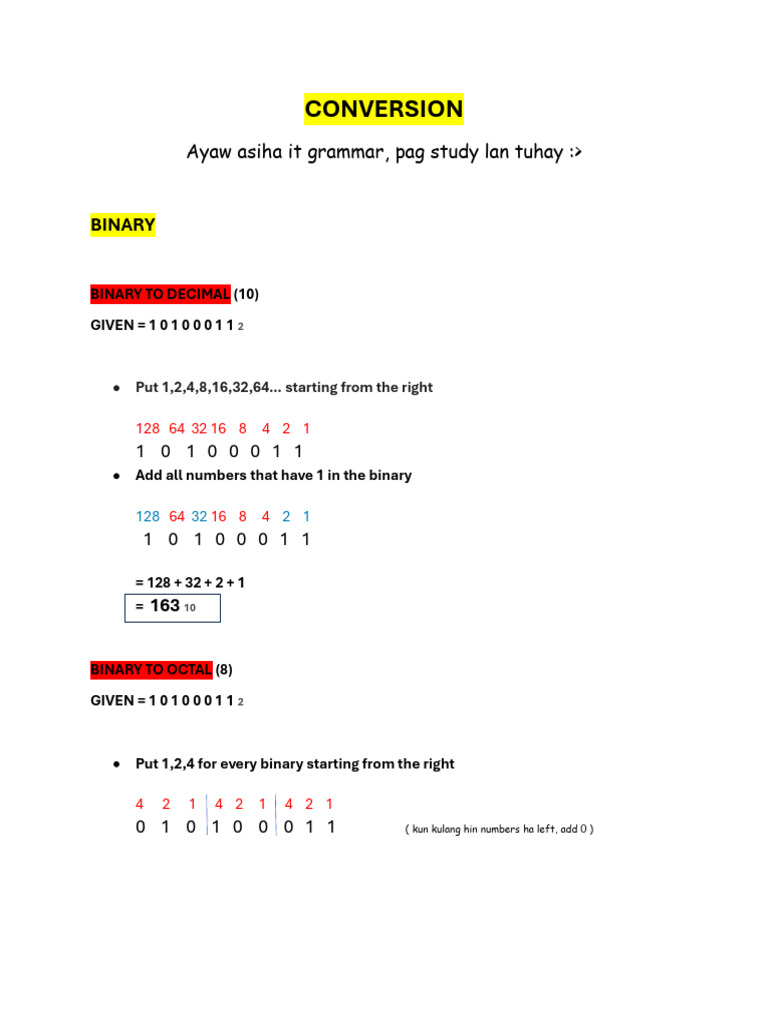 Conversion blyad | PDF | Notation | Computer Architecture