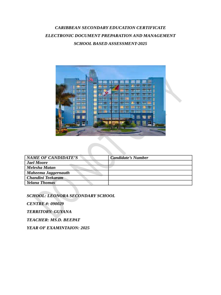 Template For The EDPM SBA (1) (AutoRecovered) | PDF | Restaurants | Hotel