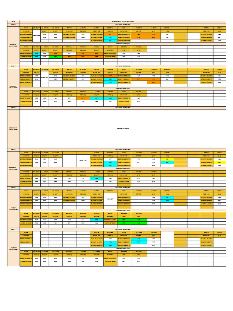 Weekly Time Table 0F 2024 - 2025 - Next | PDF | Operating System ...
