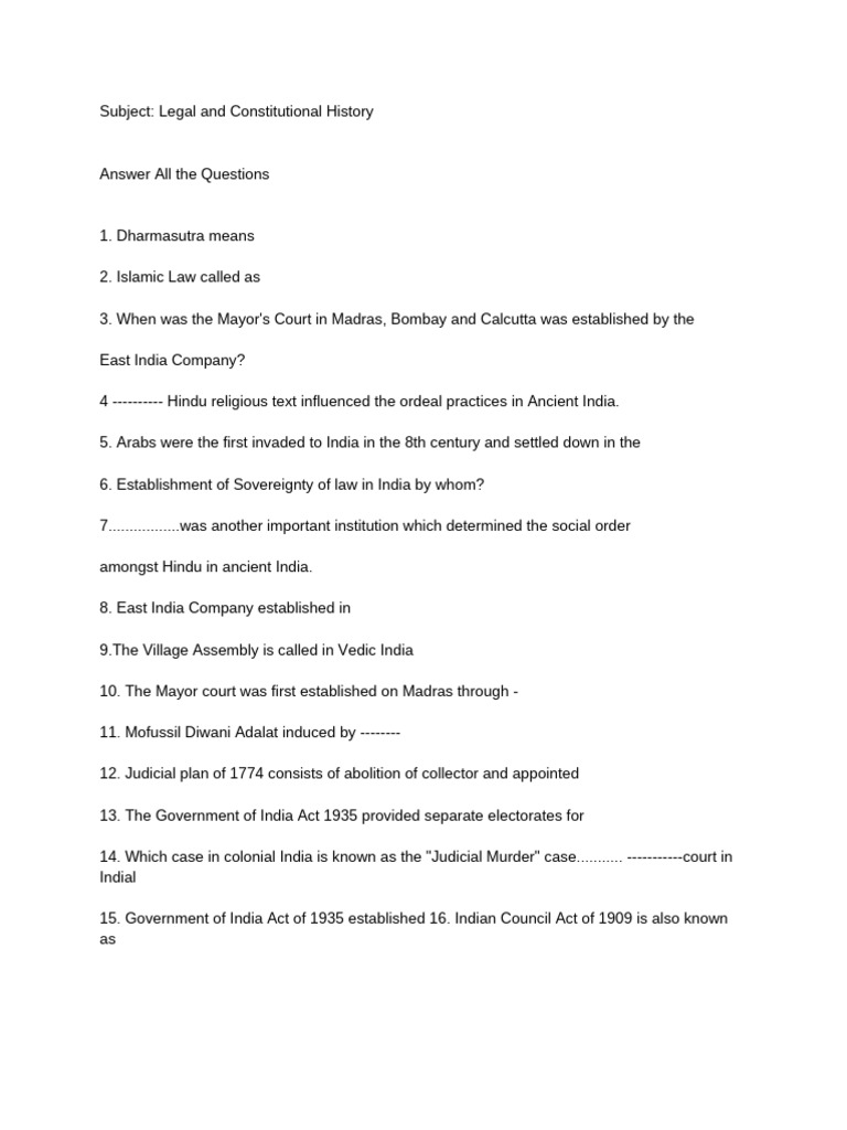 LCH One Marks | PDF | Constitution | Government Of India