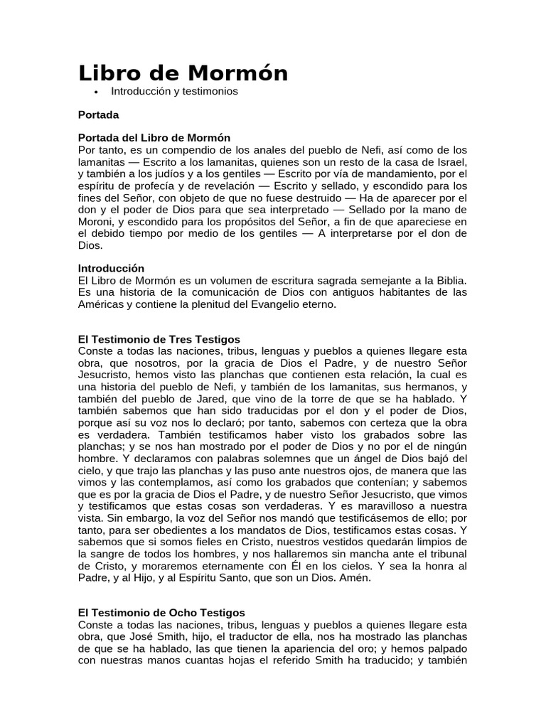 Libro de Mormón | PDF | Libro de Mormón | Creencia religiosa y doctrina