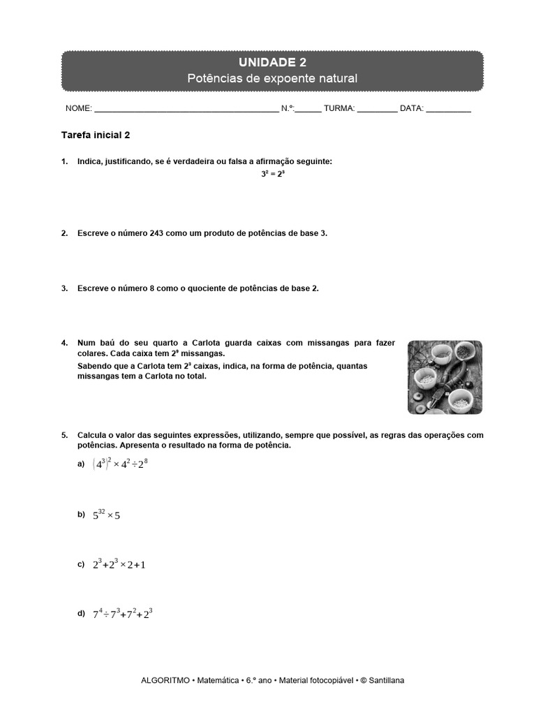 SANTILLANA_MAT6_AtividadesDiferenciacaoPedagogica_Unidade2 | PDF ...