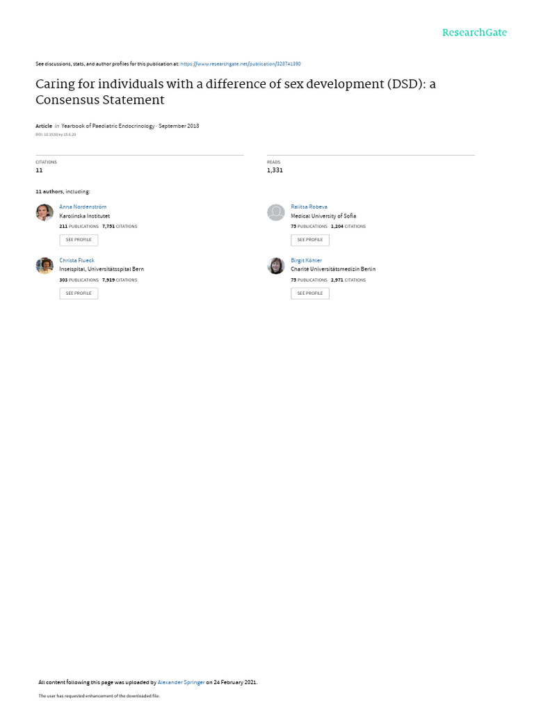 DSD Care: A Consensus Statement | PDF | Medicine