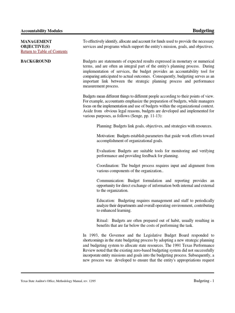 Return To Table of Contents: Accountability Modules Management Objective (S) | PDF | Strategic ...