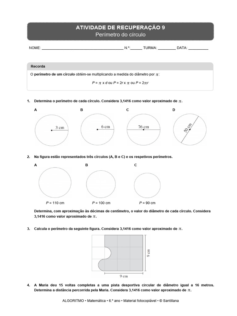 SANTILLANA MAT6 AtividadesRecuperacao 09 | PDF