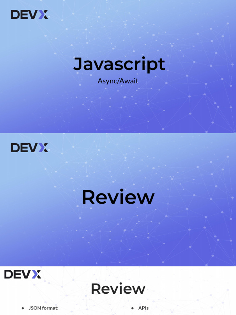 DevX JS - W3C9 - Async - Await | PDF | Computer Science | Software Development