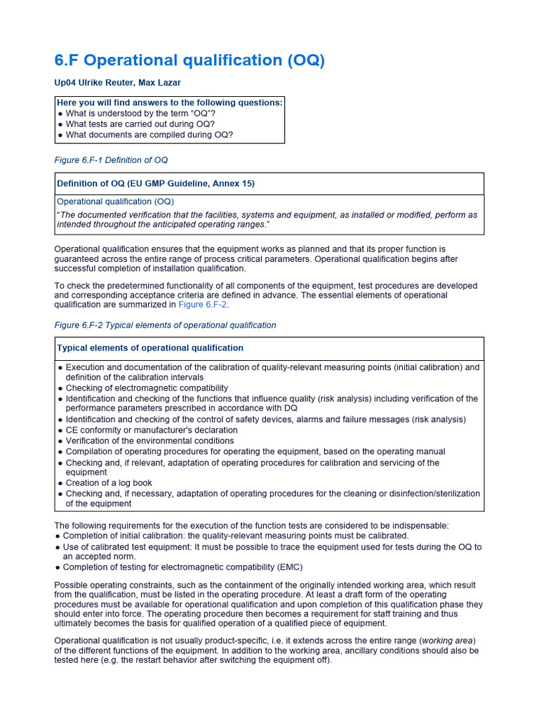 6 - F Operational Qualification (OQ) | PDF | Verification And Validation | Calibration
