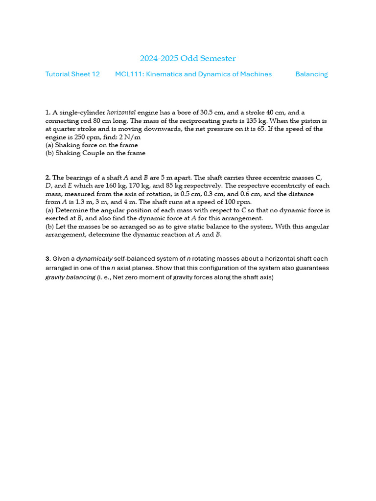 Tutorial 12 Balancing | PDF