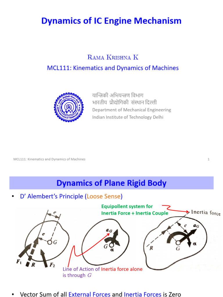 IC Engine Dynamics and Kinematics | PDF | Kinematics | Classical Mechanics