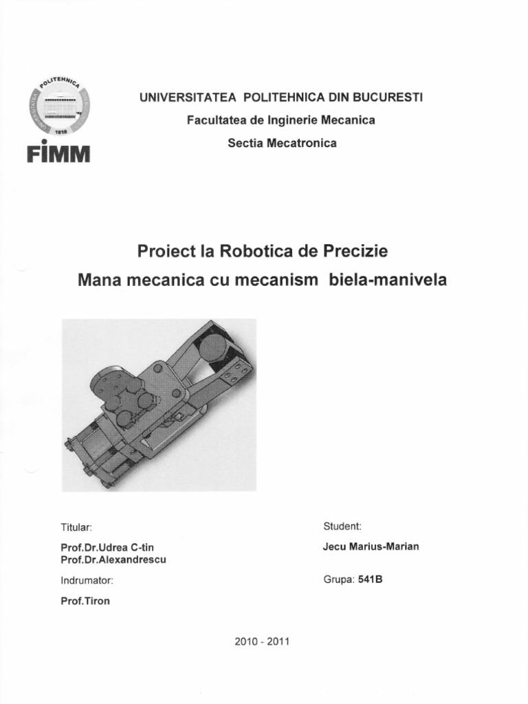 Exemplu Proiect Robotica | PDF
