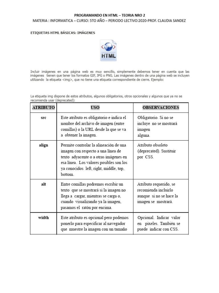 HTML Básico: Imágenes y Encabezados | PDF | HTML | Informática