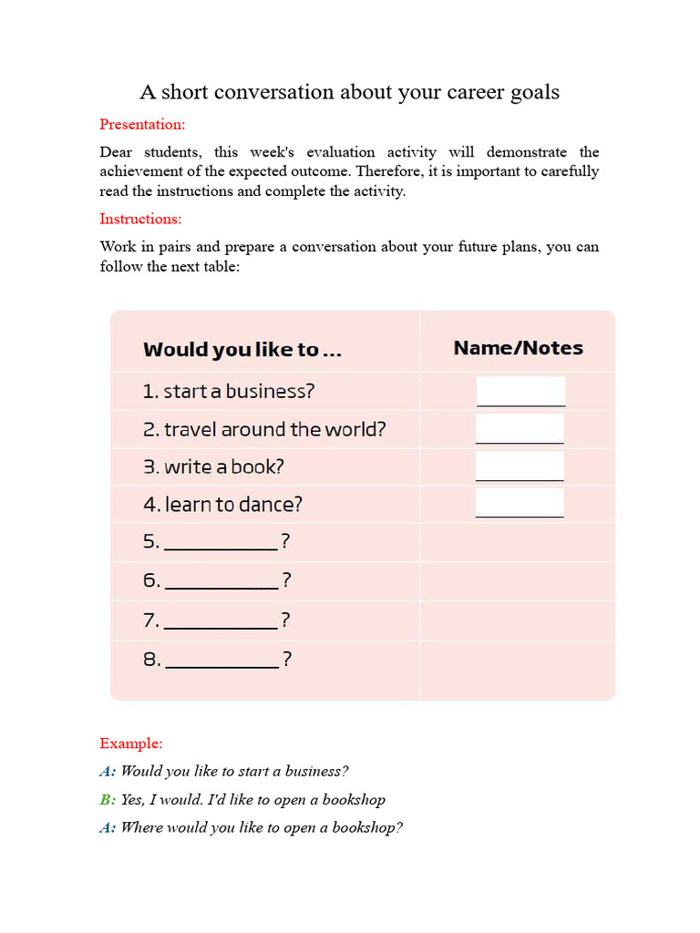 Career Goals Conversation Guide | PDF