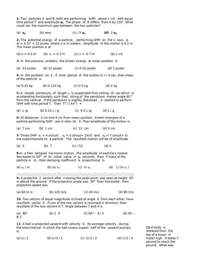 pt-9-nov-06-SHM-MECH | PDF | Acceleration | Velocity