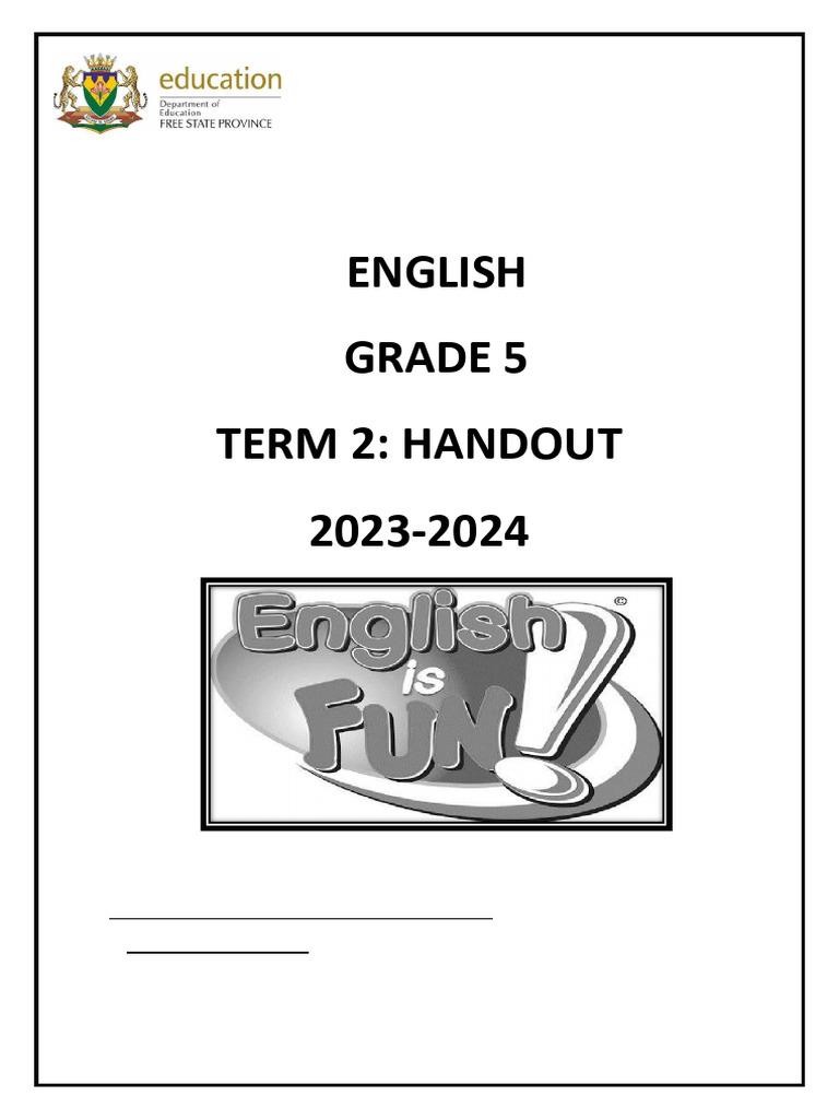 5.3 Grade 5 English Handout - Term 2 2023-2024 | PDF | Grammatical ...