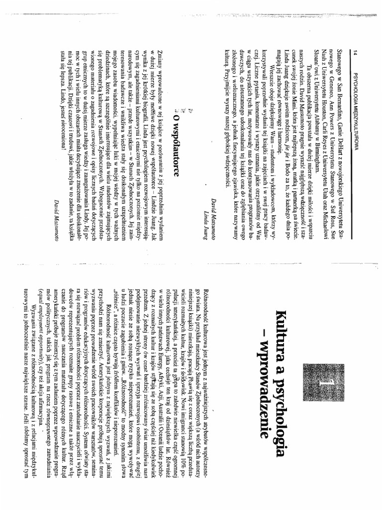 Matsumoto, Juang - Psychologia miÄ dzykulturowa | PDF