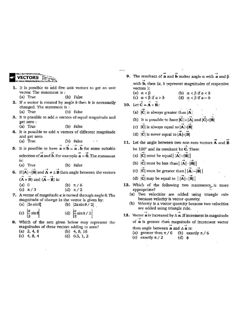 Assignment Vectors | PDF