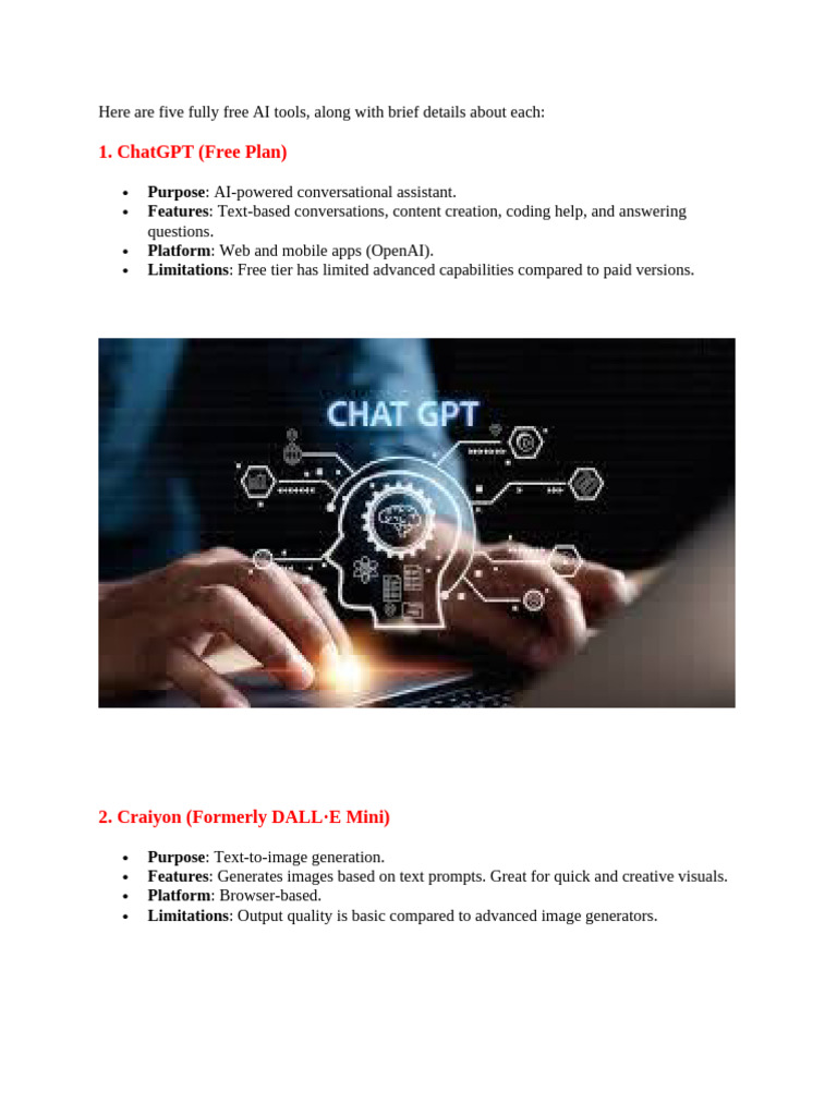 Here Are Five Fully Free AI Tools | PDF