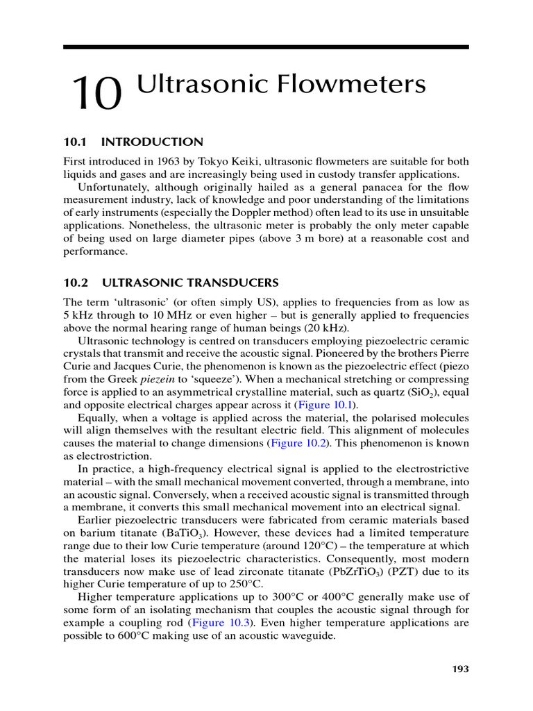 Ultrasonic Flowmeters Overview | PDF | Flow Measurement | Piezoelectricity